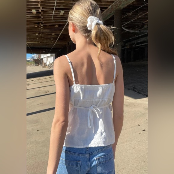 Brandy Melville | Tops | Brandy Melville White Edith Linen Tank Top ...